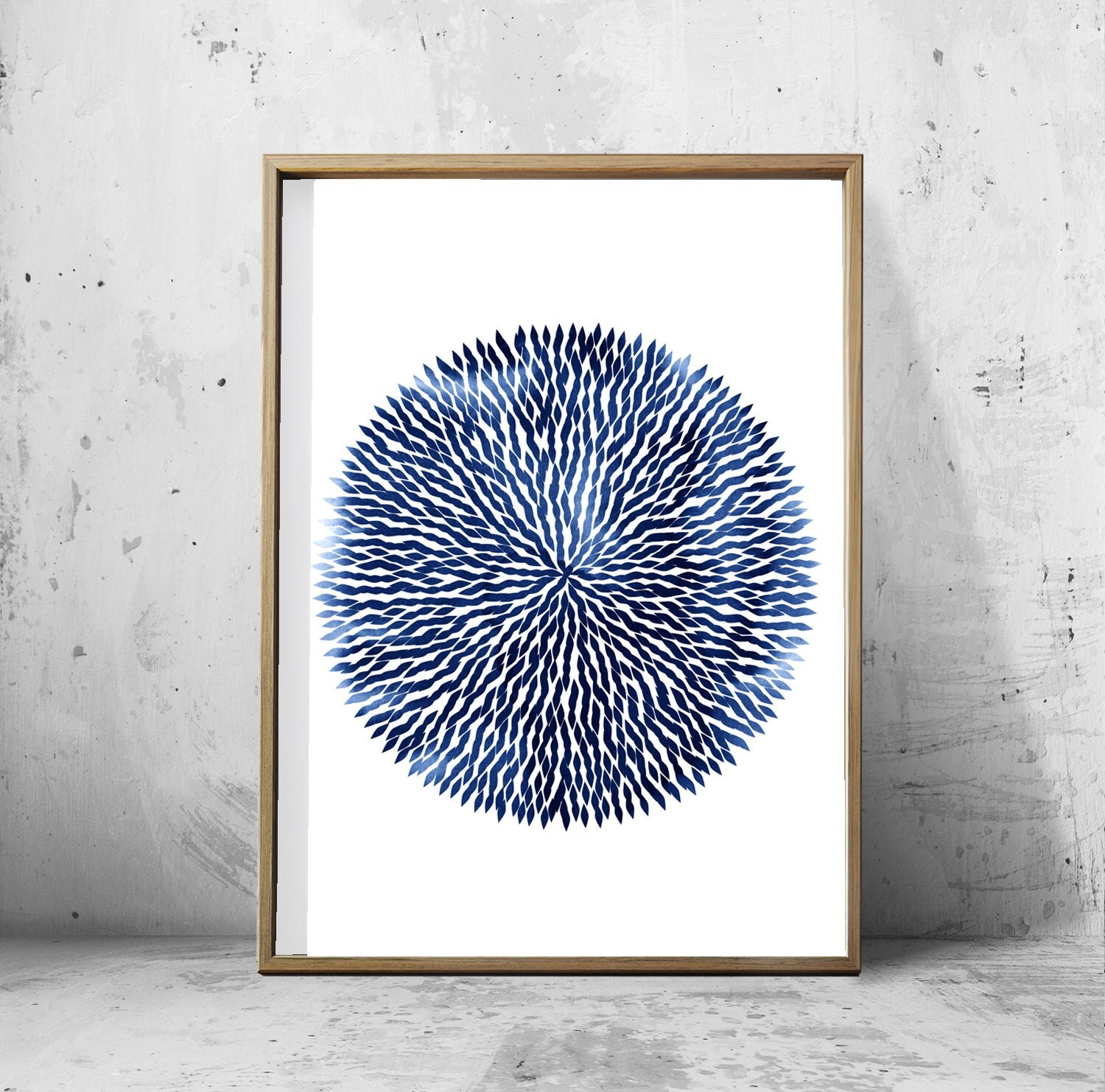Abstract Watercolor Circle Art Print Blue Wall art Indigo Navy