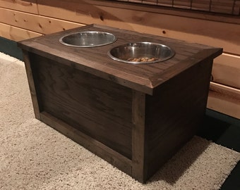 Rustic dog feeder | Etsy