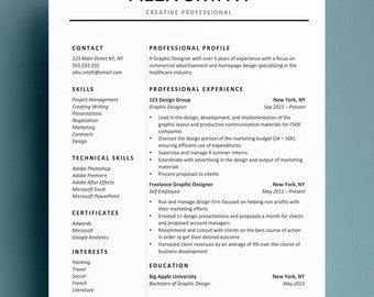 Free resume template | Etsy