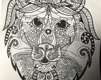 Zentangle lion | Etsy