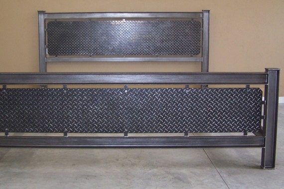 Industrial steel structural I beam bed frame by ModernIronworks
