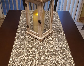 Taupe table runner | Etsy