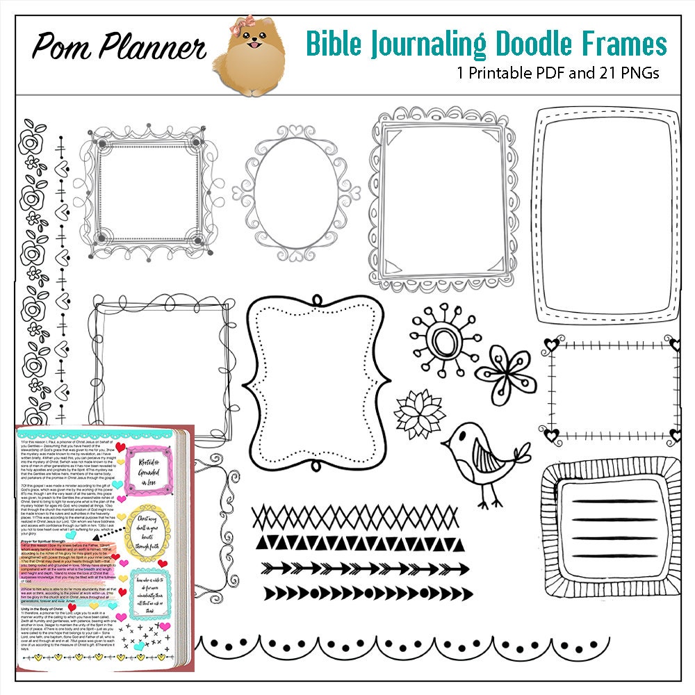 Doodle Frames and borders for Bible Journaling & Planners.