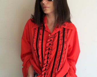 Ruffled tuxedo shirt | Etsy