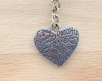 Silver heart keyring | Etsy