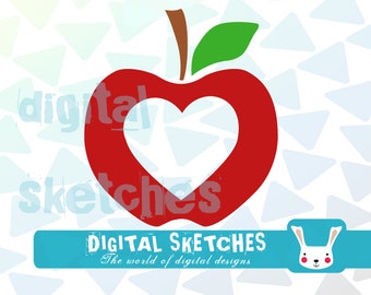 Heart apple svg | Etsy