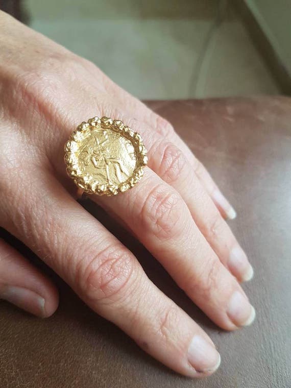 Antique coin ring gold coin ring cocktail ring vintage