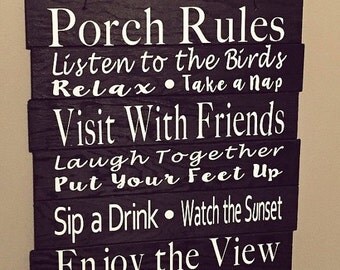 Porch rules sign | Etsy