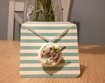 Cereal bowl necklace cheerios fruit loops cornflakes cocoa