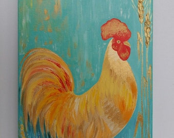 Rooster oil painting | Etsy