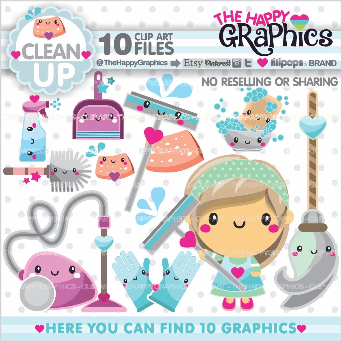 Clean Up Clipart Clean Up Graphics COMMERCIAL USE Kawaii