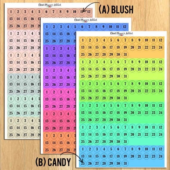 Tiny Dates Numbers Planner Stickers Days Of The Month Dates