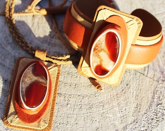 Red agate jewelry | Etsy