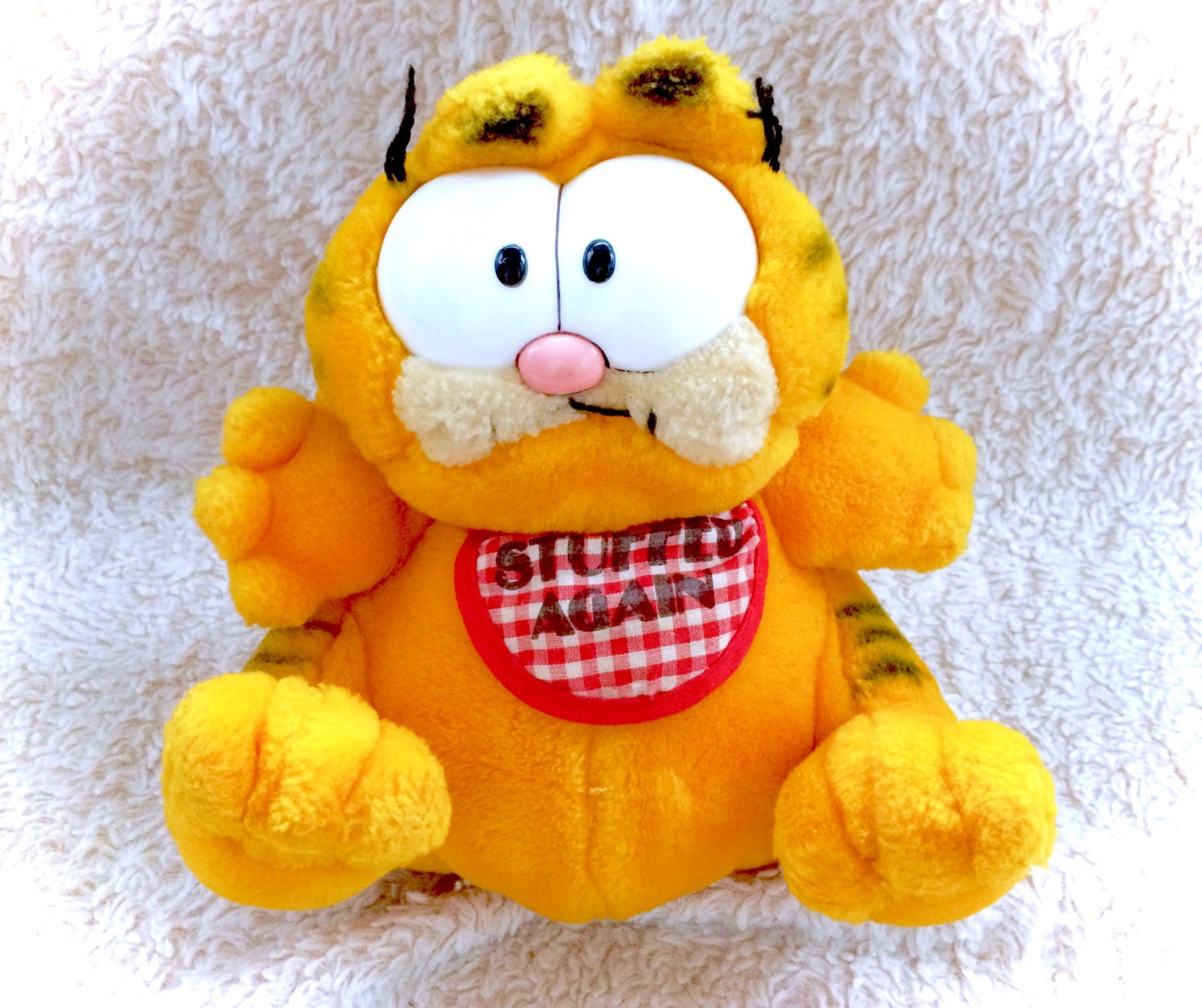 Rare 1981 Garfield Plush Stuffed Again Plaid Bib Plushie