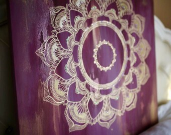 Items similar to Mandala Painting Original Art Framed Canvas 8x10 with ...