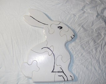 Wooden Bunny Puzzle toy for children. Wooden handmade