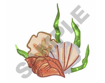 Seashells Machine Embroidery Design Sand Dollar and Coral