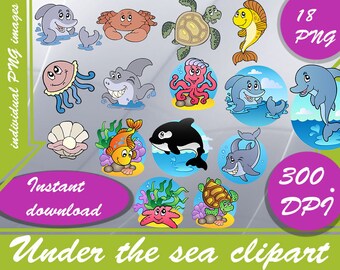Underwater clipart Sea friend clipart fish clipart