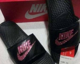 Bling nike slides | Etsy