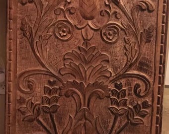 Carved wood panel | Etsy