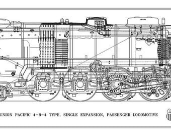 Steam train drawing | Etsy