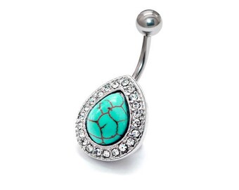 Turquoise belly ring | Etsy
