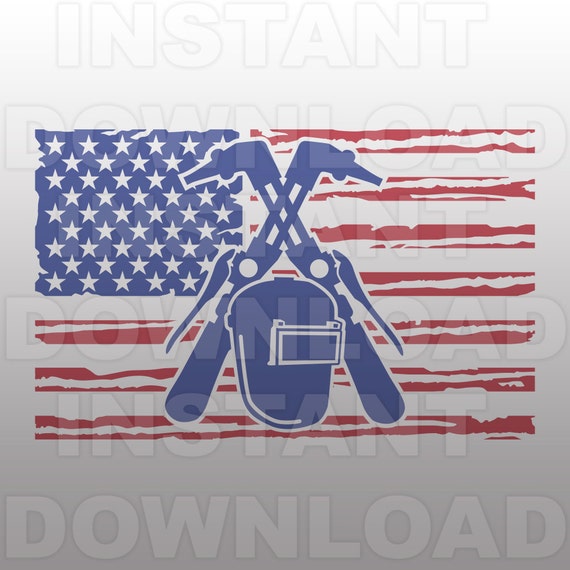 Welder Welding American USA Flag SVG File Vector Clipart for