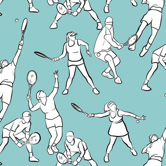 Items similar to Sports Tennis Fabric - Tennis On Light Blue By ...