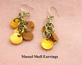 Mussel shell earring | Etsy
