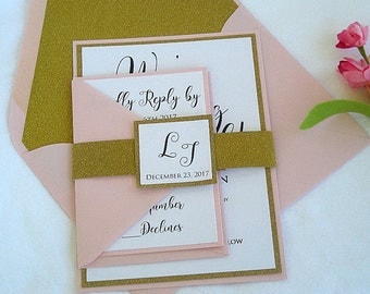Pink gold invitation | Etsy