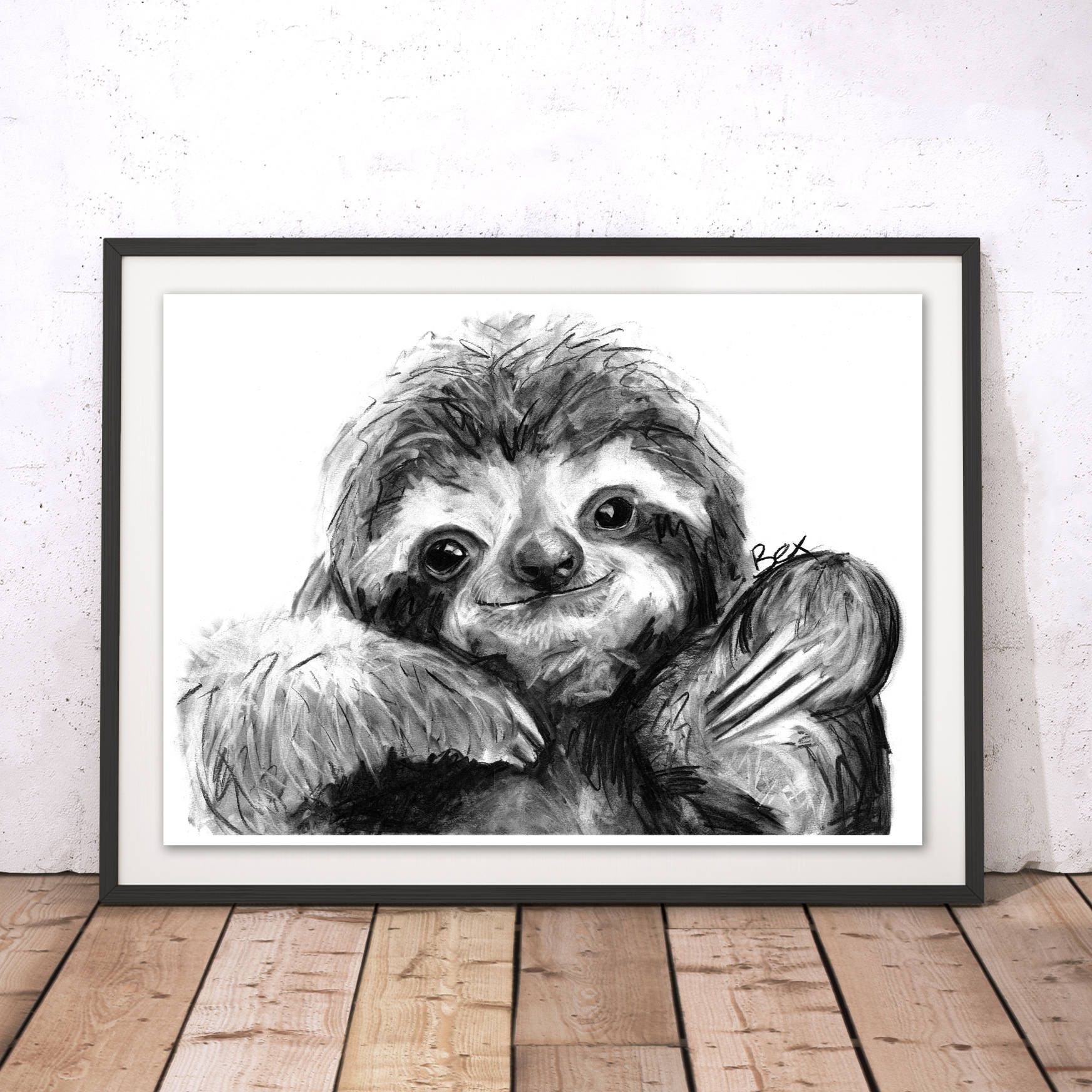 Sloth Art Print Sloth Framed Wall Art Sloth Illustration