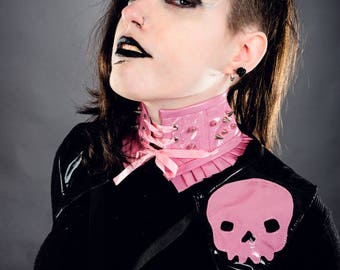 PVC and Mesh Neck Corset/Goth/Punk/Cosplay