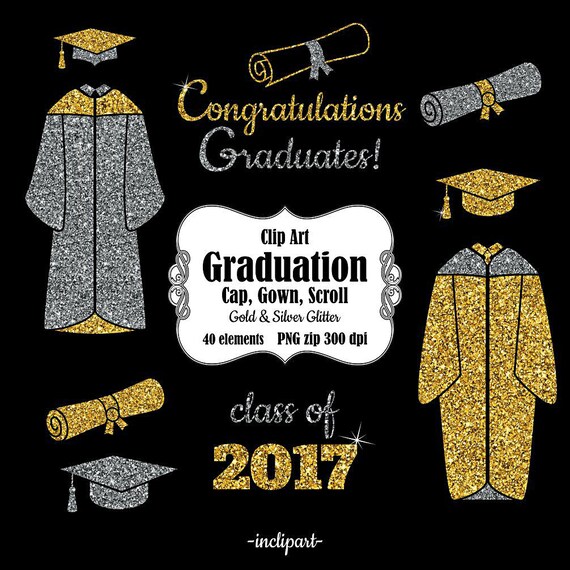Graduation clip art. Cap gown scroll year clipart.