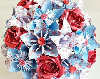 Items similar to Blue Paper Flower Bouquet - Kusudama Origami on Etsy