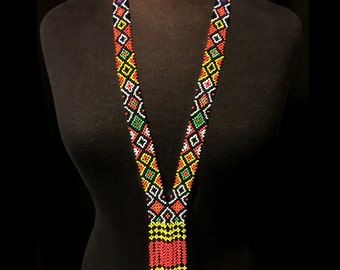 Bagobo Tribal Necklace Front Closure Right Angle Weave