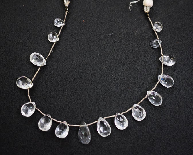 1 Strand Natural Crystal Faceted Pear Shape Beads - Crystal Pear Shape ...