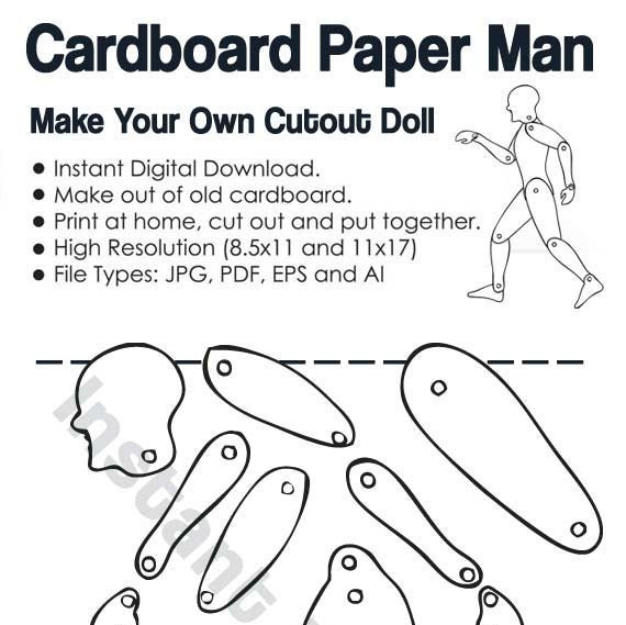 Paper Craft Cutout Man Template Cut on paper or cardboard