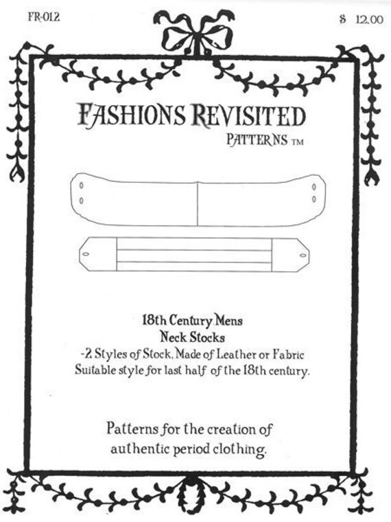 18th Century Men's Neck Stock Sewing pattern Colonial