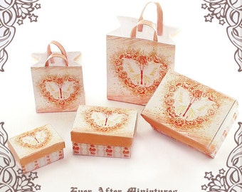 Dollhouse Miniature Gift Box & Miniature Gift Bag Set: 12th