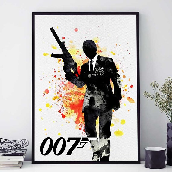 James Bond Print 007 Wall Art James Bond Art por PointDot en Etsy