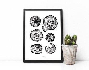 Tree stump print | Etsy