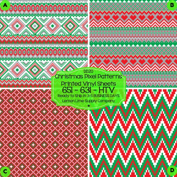 Christmas Pixels Vinyl/Printed Heat Transfer Vinyl/Patterned