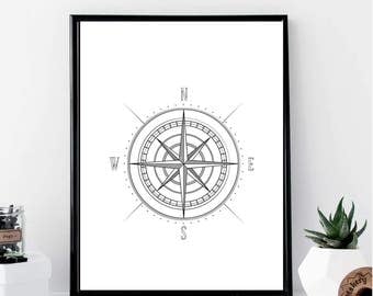 Compass wall art | Etsy