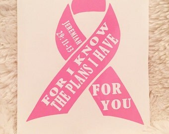 Pink ribbon decal | Etsy