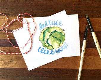 It's Your Birthday Lettuce Celebrate Handmade Watercolor
