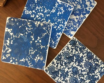 Blue coaster set | Etsy