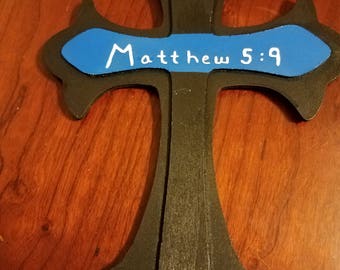 Frost Titanium Ring Blue Stipes Ring Thin Blue Line Band