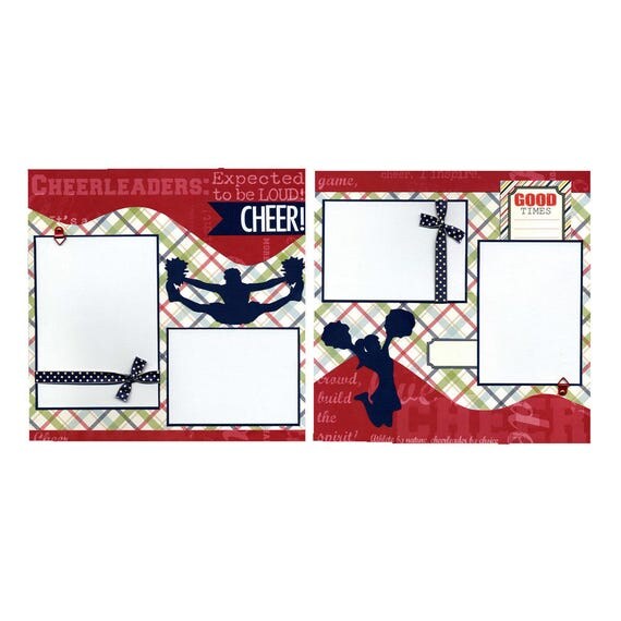 Premade Cheerleader Scrapbook Page Set Cheer