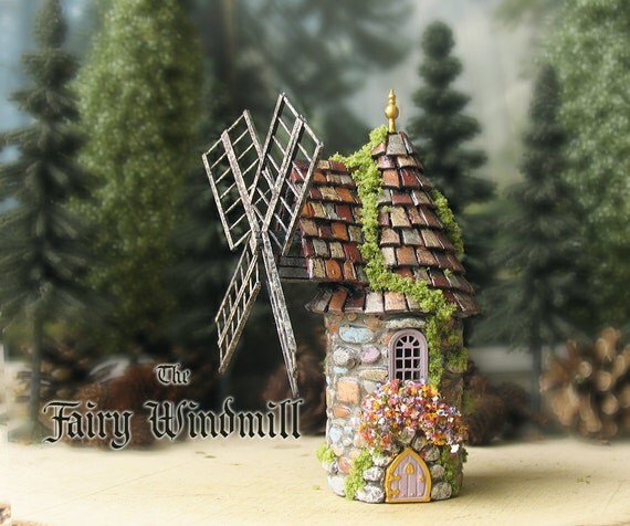 The Fairy Windmill Miniature Handcrafted and Hand-Painted