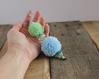 Puff ball keychain | Etsy